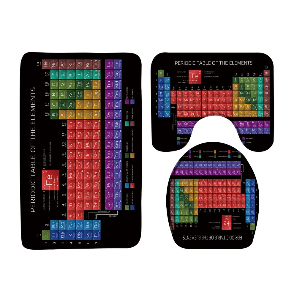 3D Periodic Table of Chemical Element Toilet Cover Bath Mat Sets Print ...