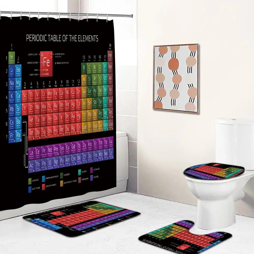 3D Periodic Table of Chemical Elemt Toilet Cover Bath Mat Sets Print ...