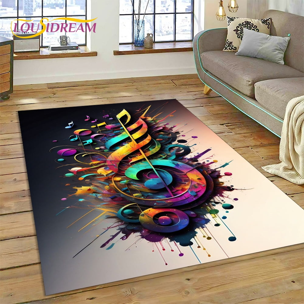 3D Piano Art Creative Musical Note Carpet Rug for Home Living Room ...