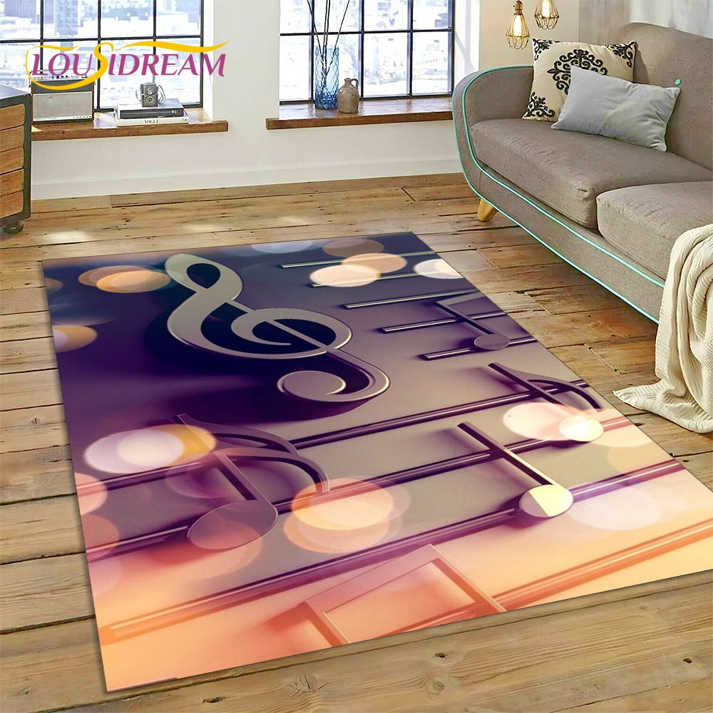 3D Piano Art Creative Musical Note Carpet Rug for Home Living Room ...