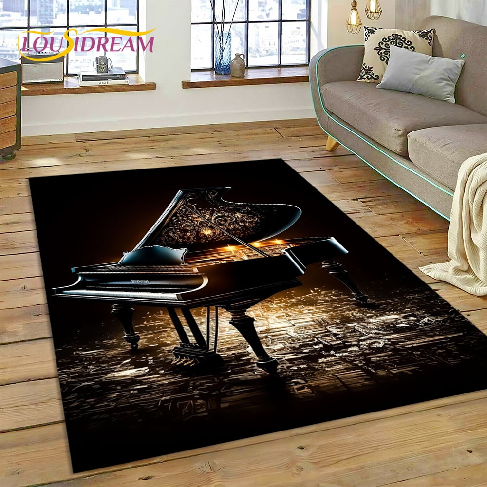 3D Piano Key Music Instrument Cartoon Carpet Rug for Home Living Room ...