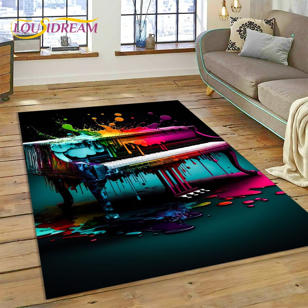 3D Piano Key Music Instrument Cartoon Carpet Rug for Home Living Room ...