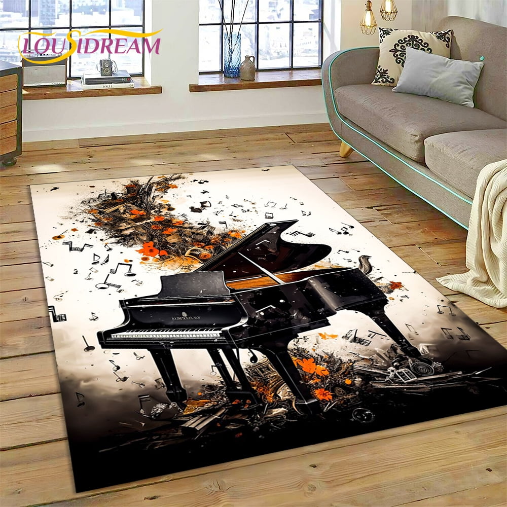 3D Piano Key Music Instrument Cartoon Carpet Rug for Home Living Room ...