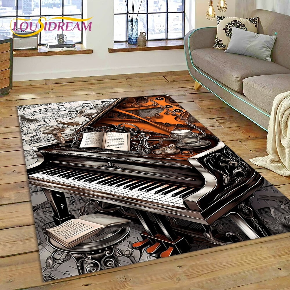 3D Piano Key Music Instrument Cartoon Carpet Rug for Home Living Room ...