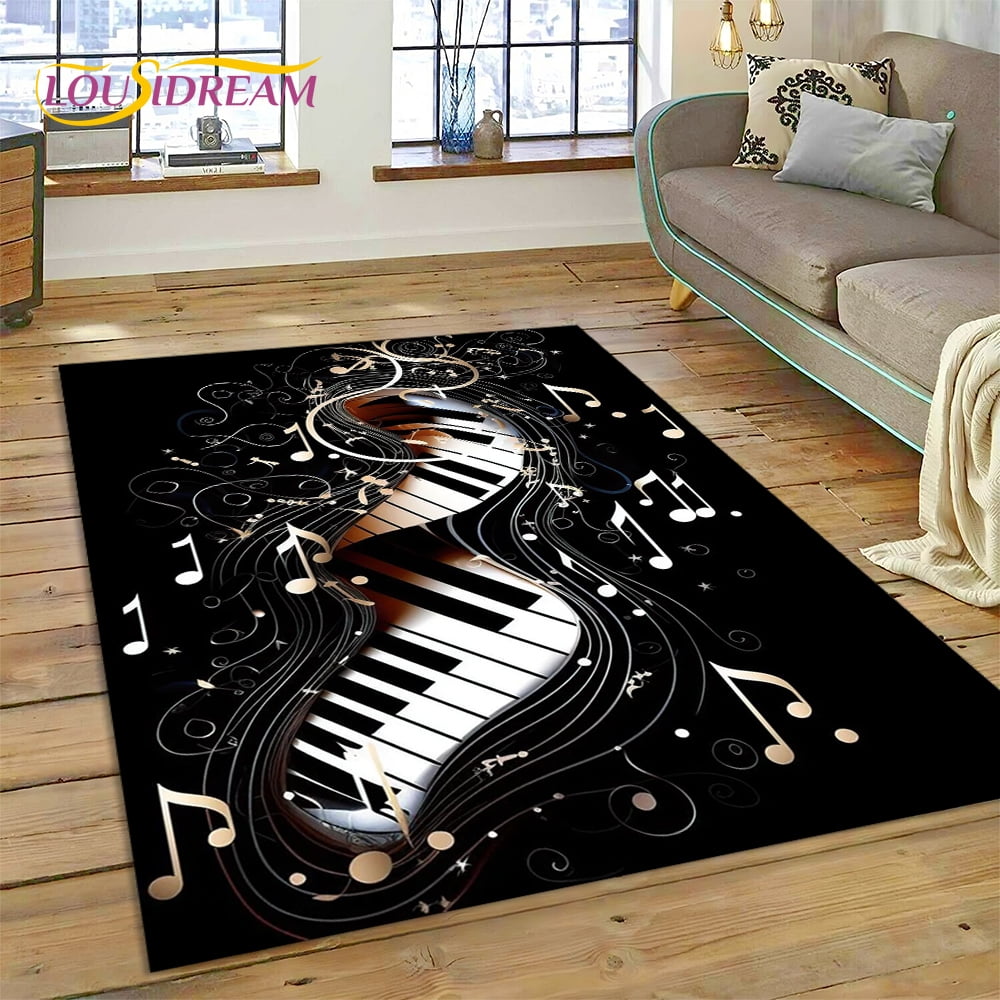 3D Piano Key Music Instrument Cartoon Carpet Rug for Home Living Room ...