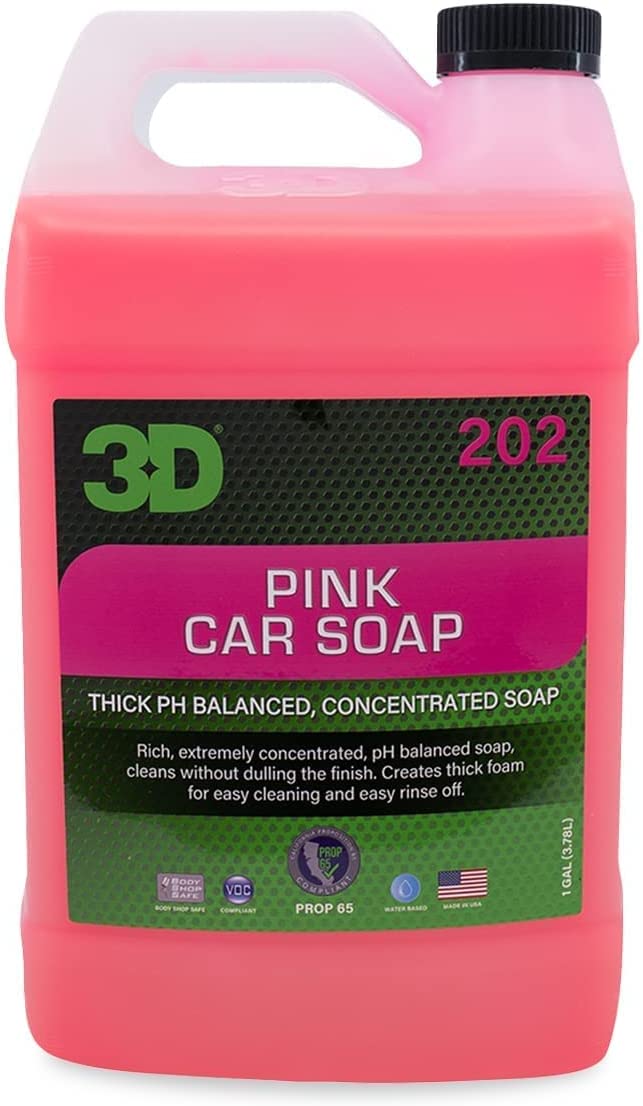 3D Pink Vehicle Cleaning Detail Car Wash Soap - pH Balanced, Easy Rinse ...