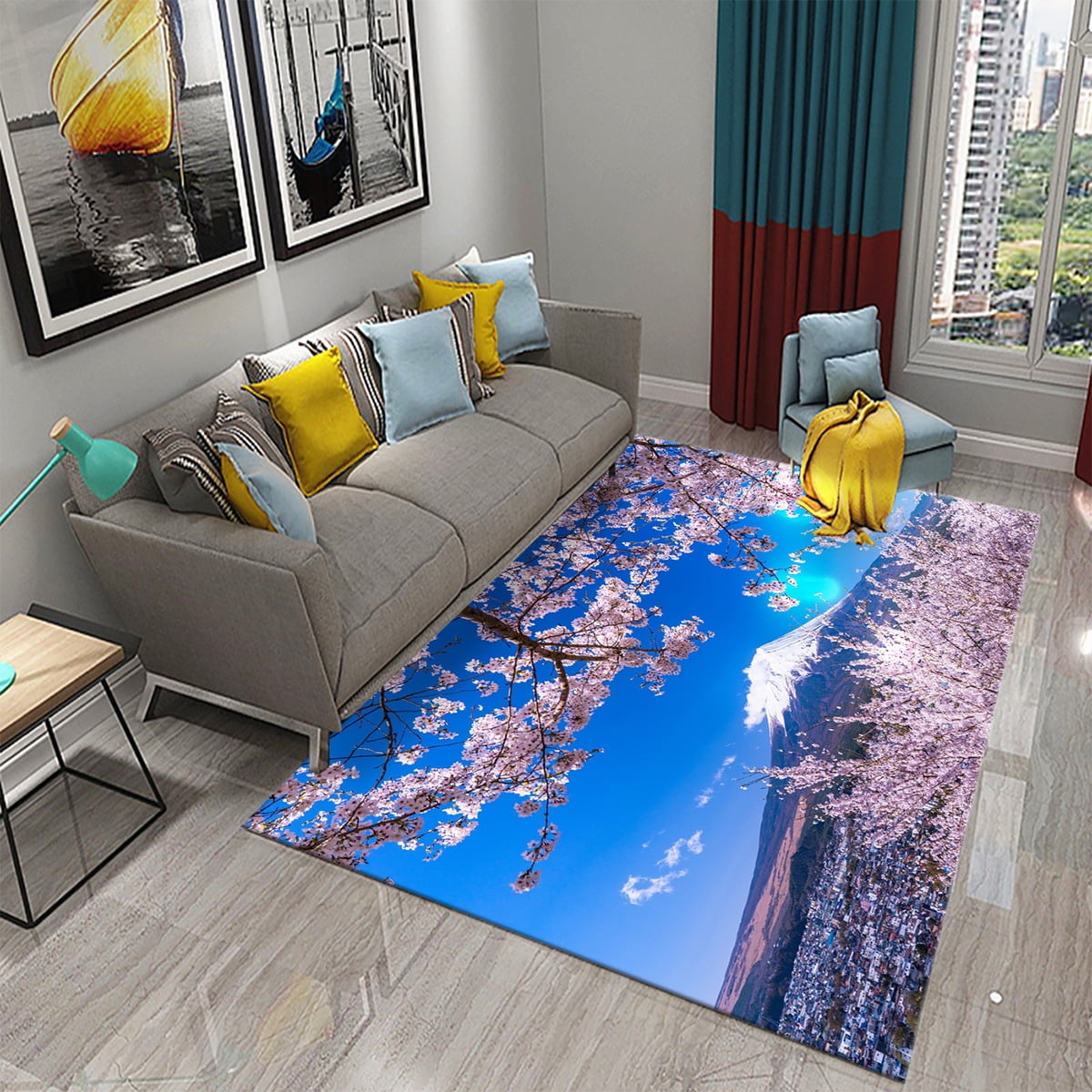 3D Pink Cherry Blossoms Pattern Carpet for Living Room Bedroom Kitchen ...