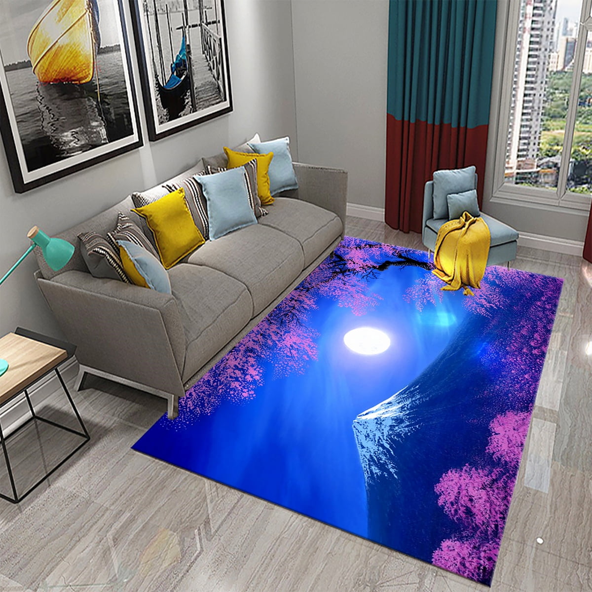 3D Pink Cherry Blossoms Pattern Carpet for Living Room Bedroom Kitchen ...