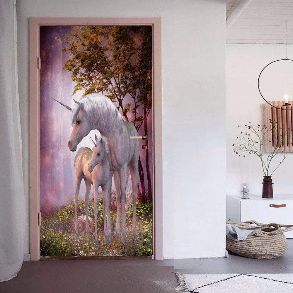 3D Pink Flower Door Sticker Self Adhesive PVC Setting Sun Pink Natural ...