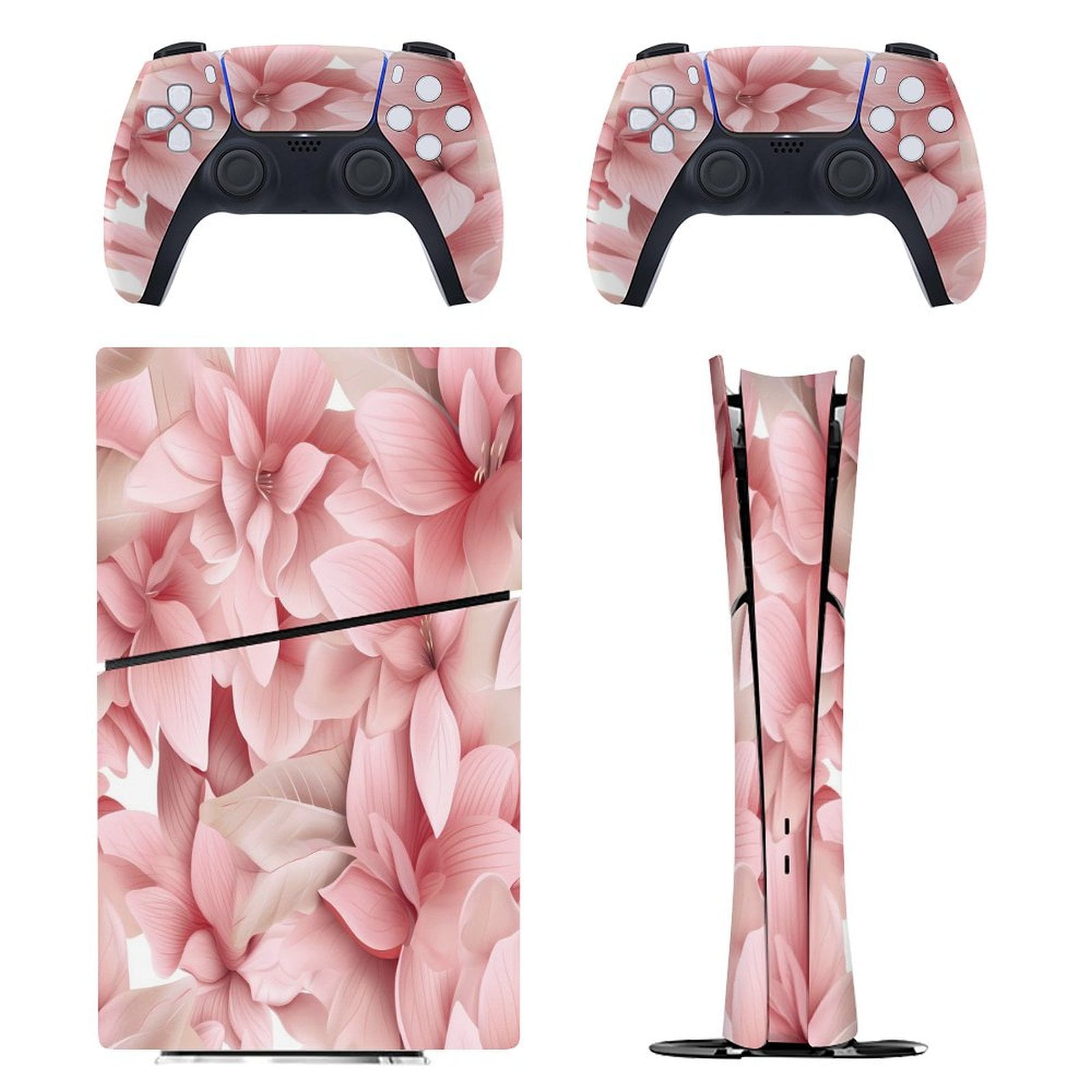 3D, Pink Flowers PS5/PS5 Slim Digital Disc Skin Sticker For Console And ...
