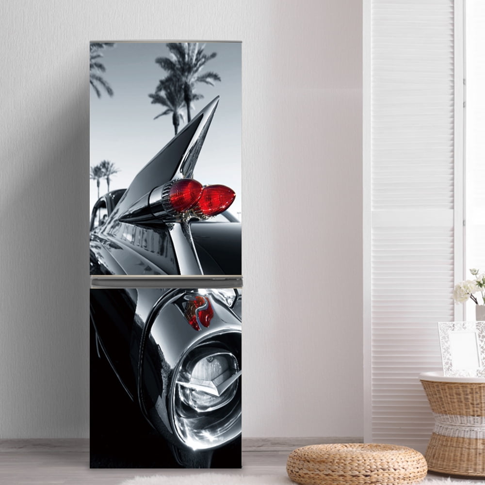 3D Pink Girl Refrigerator Sticker Door Cover Renovation Adhesive Vinyl ...