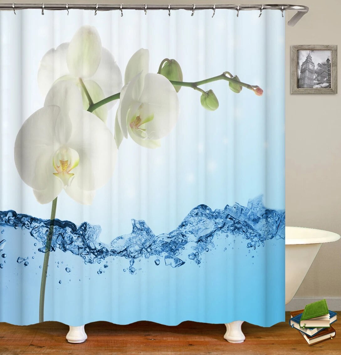 3D Pink Pink Rose White Daisy Orchid Flowers Shower Curtains Floral ...