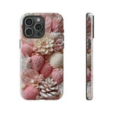 3D Pink Strawberry Floral Phone Case Cute Pastel Kawaii iPhone 17 11 12 ...
