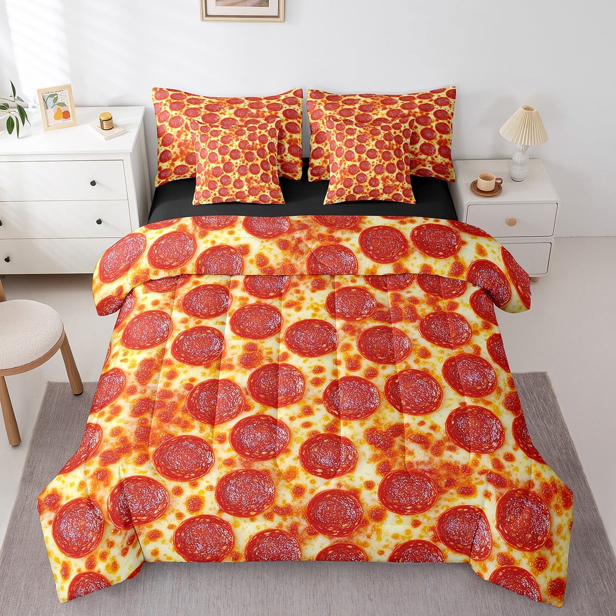 3D Pizza Queen Bedding Sets,Italy Fast Food Theme Soft Comforter Set ...