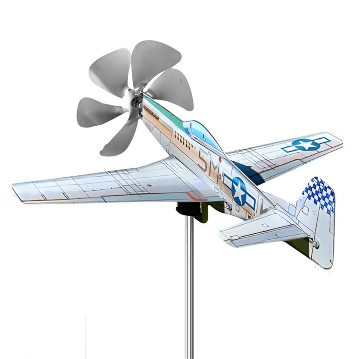 3D Plane Garden Weather Vane Pinwheel Anti- Metal Airplane Plug-in ...