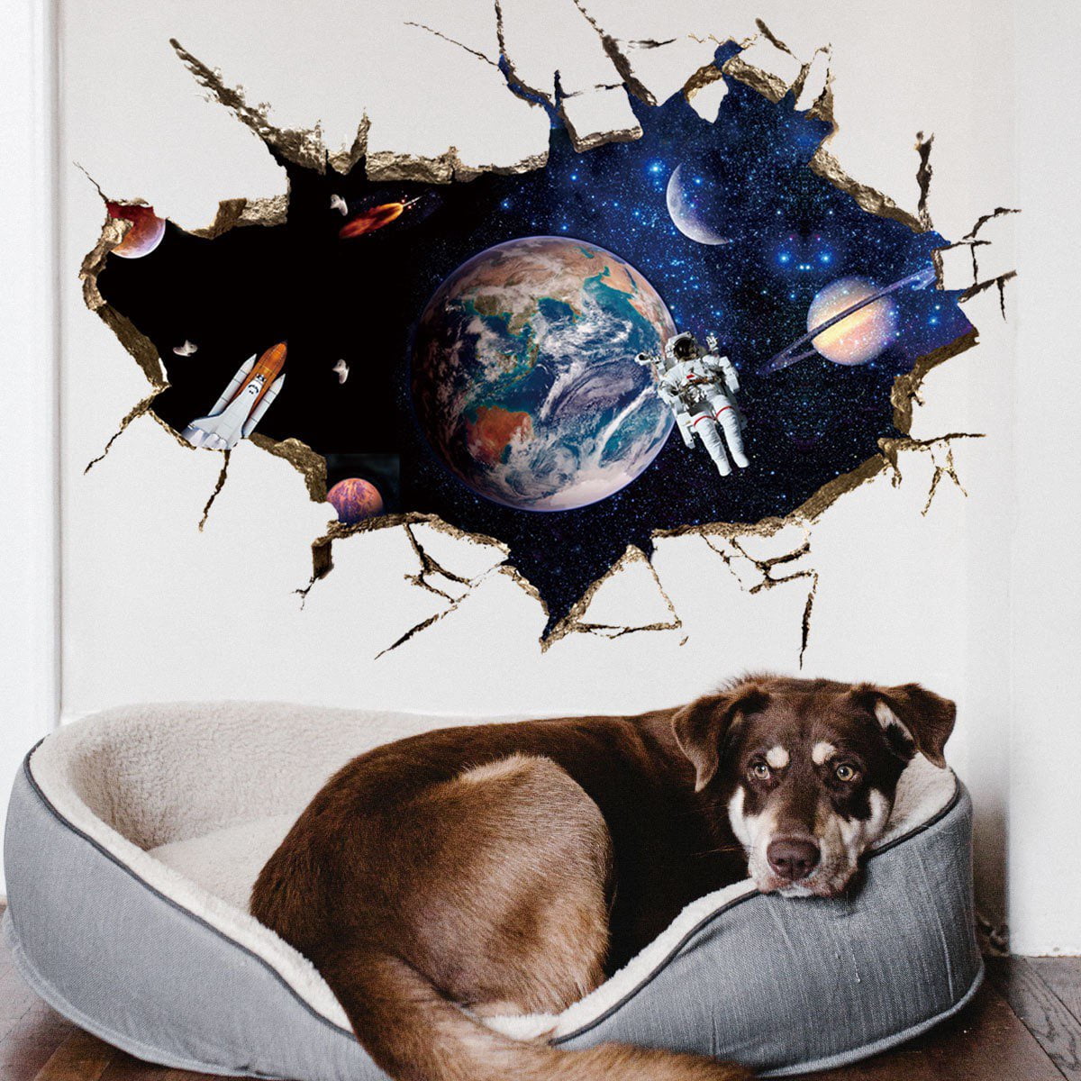 3D Planet Galaxy Astronaut Wall Stickers, Removable Universe Outer ...