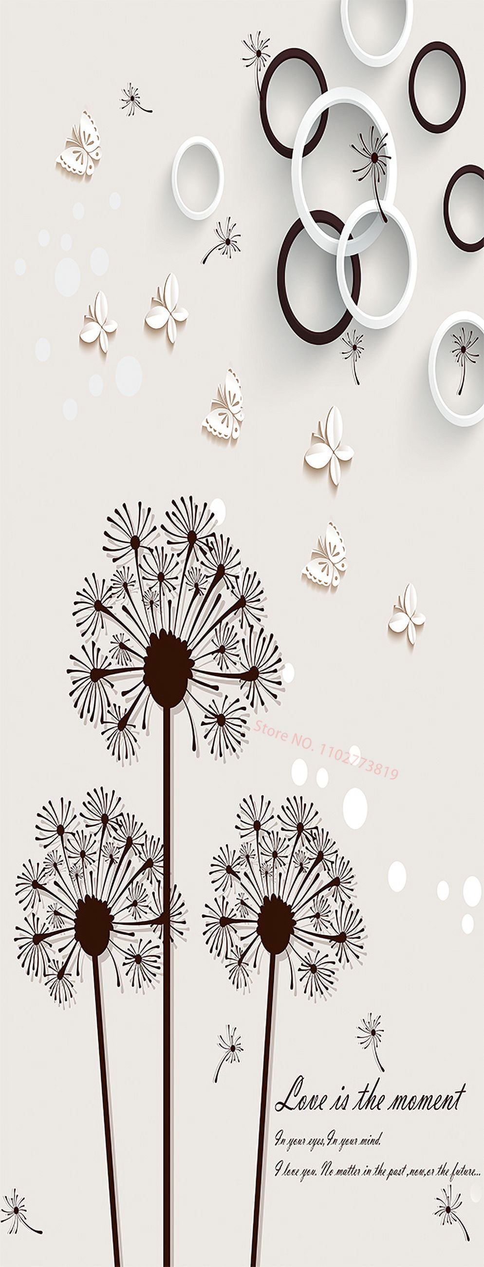 3D Plants Flowers Static Electricity Adhesive Free Bathroom Sliding ...