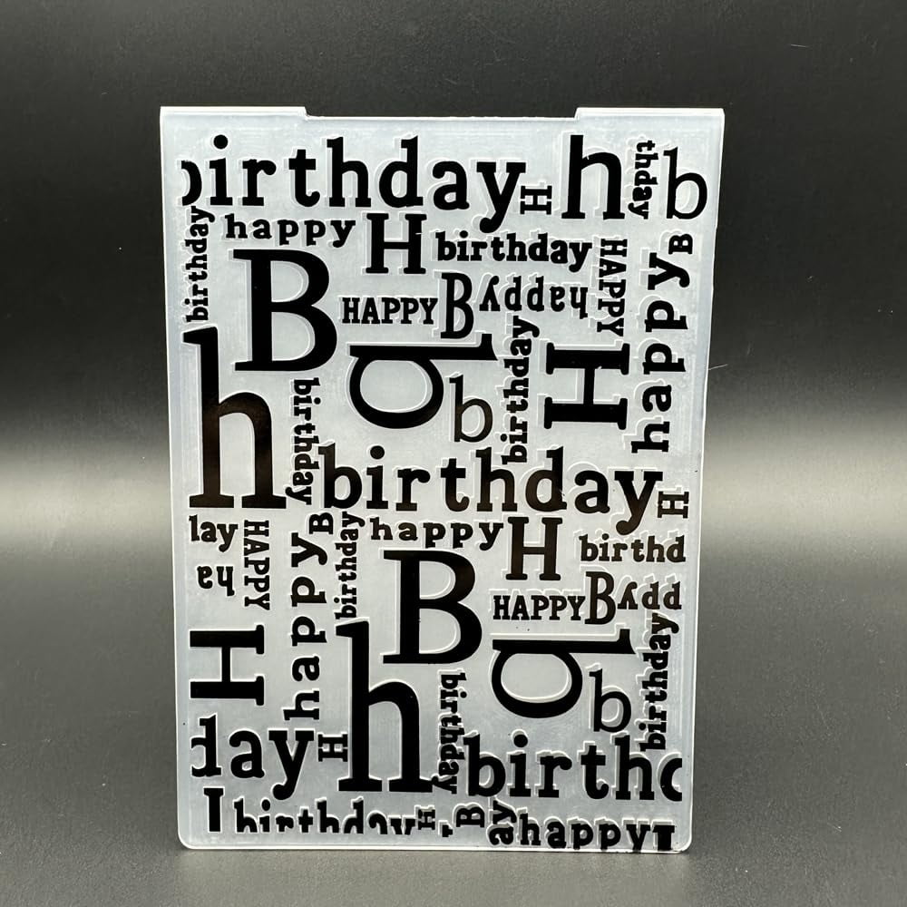 3D Plastic Embossing Folder MMF7 Template Happy Birthday Font Texture ...