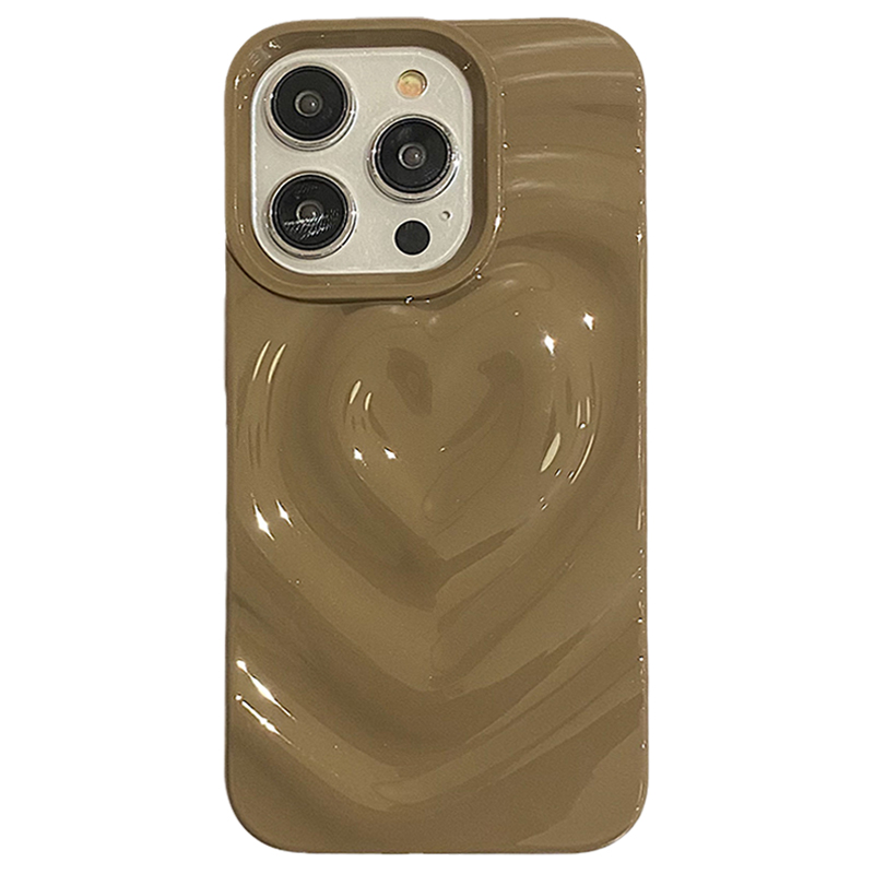 3D Pleated Love Heart Case For iPhone 14 13 11 12 Pro Max Metallic ...