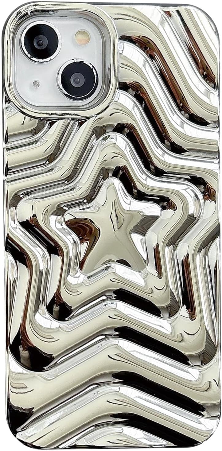 3D Pleated Water Ripple Wave Star Phone Case for iPhone (iPhone 16 Pro ...