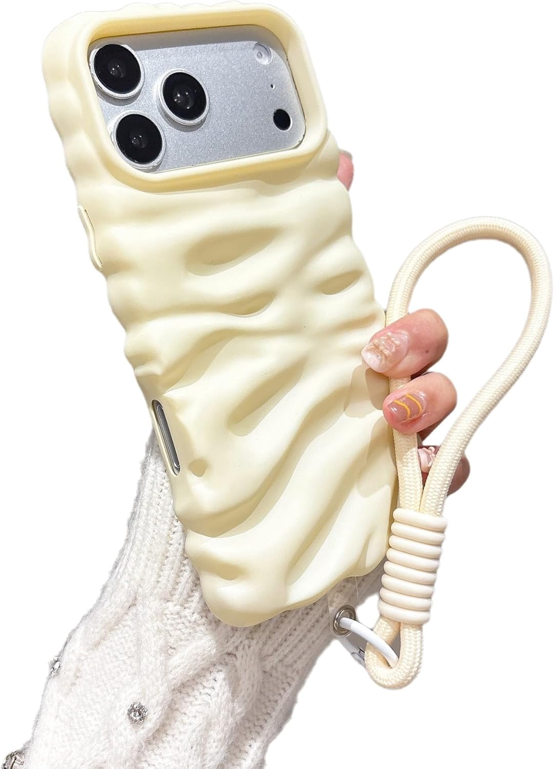 3D Pleated Water Ripple with Rope Phone Case for iPhone (iPhone 14 Pro ...