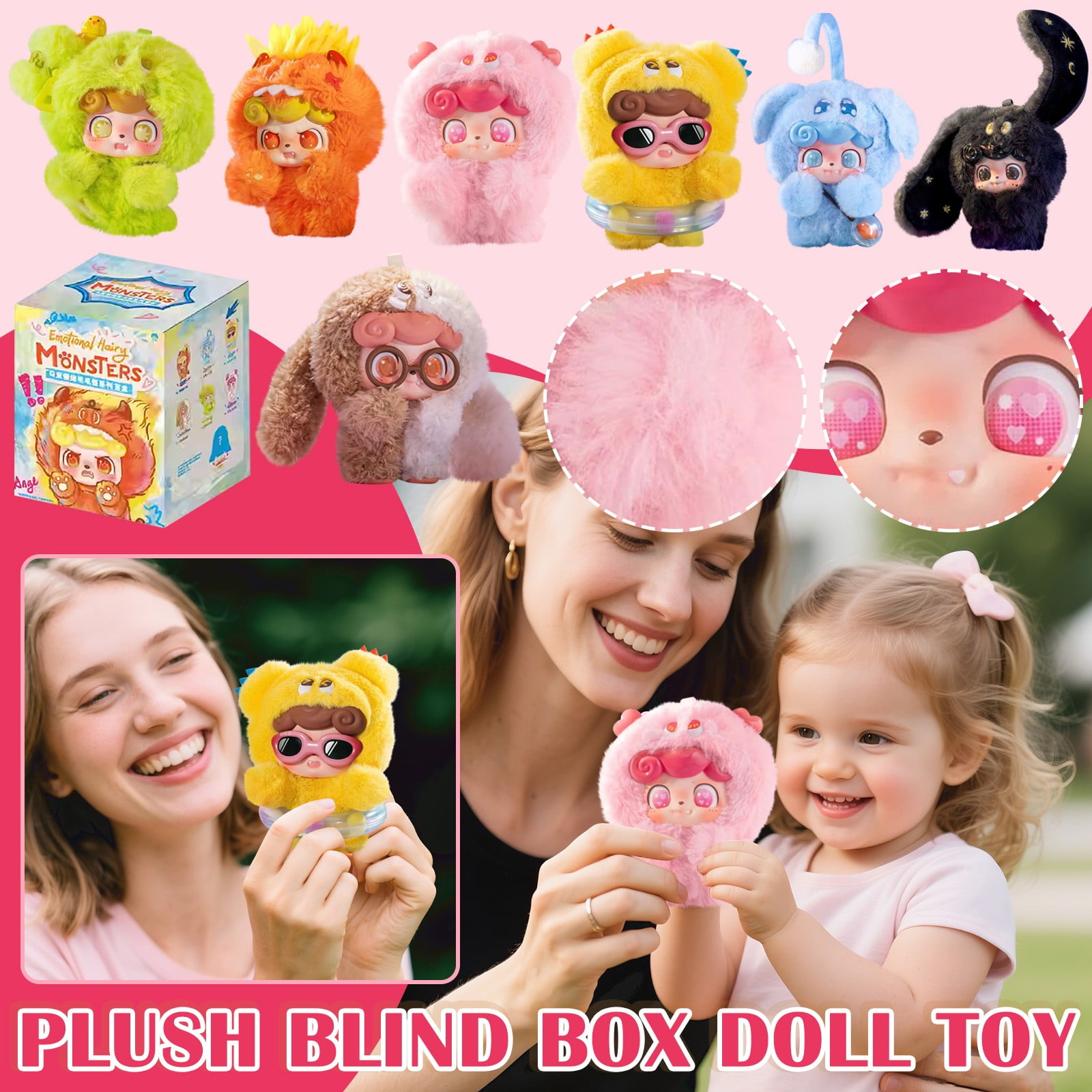 3D Plush Blind Box - Cute Emotional Fluffy Monster Stuffed Animal (1PC ...