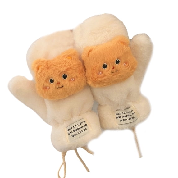 3D Plush Gloves Winter Warm Gloves for Kids Teens Hand Warmers Furry ...