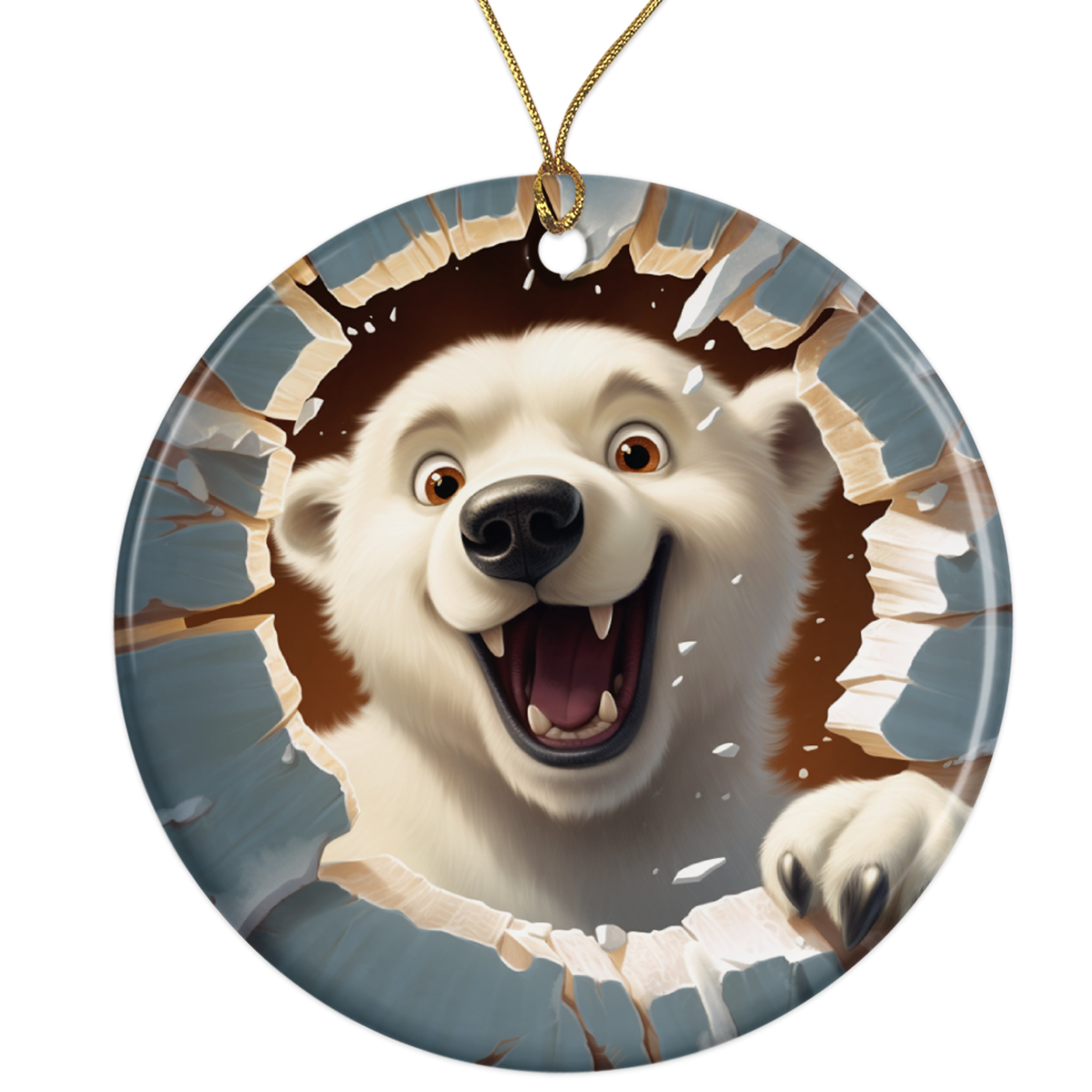 3D Polar Bear Breakthrough Ceramic Ornament - Breakout 3D Cool Design ...