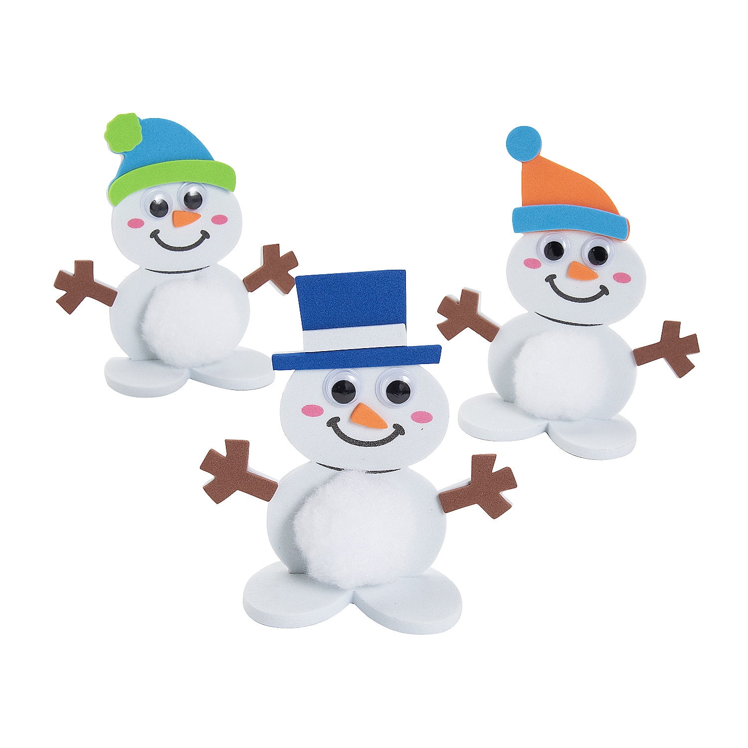 3D Pom-Pom Snowman Craft Kit, Makes 12, Craft Kits, Winter, 12 Pieces ...