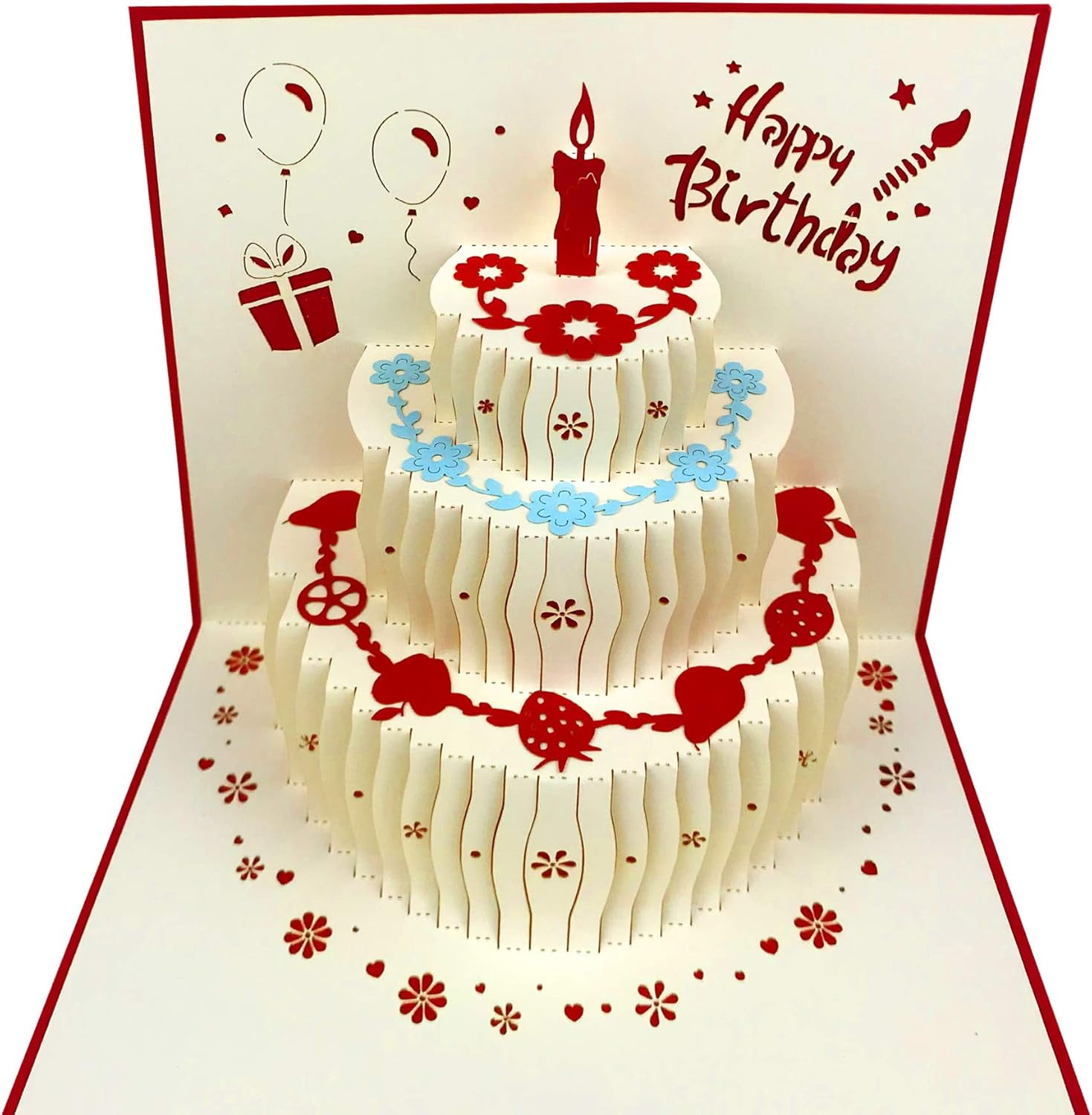 3D Pop Up Birthday Cards,Warming LED Light Birthday Cake Music Happy Birthday Card Postcards Pop ...