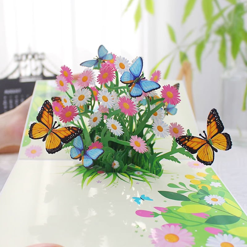3D Pop Up Flower Cards-Watering Can With Flowers, Pop Up Card Greeting ...