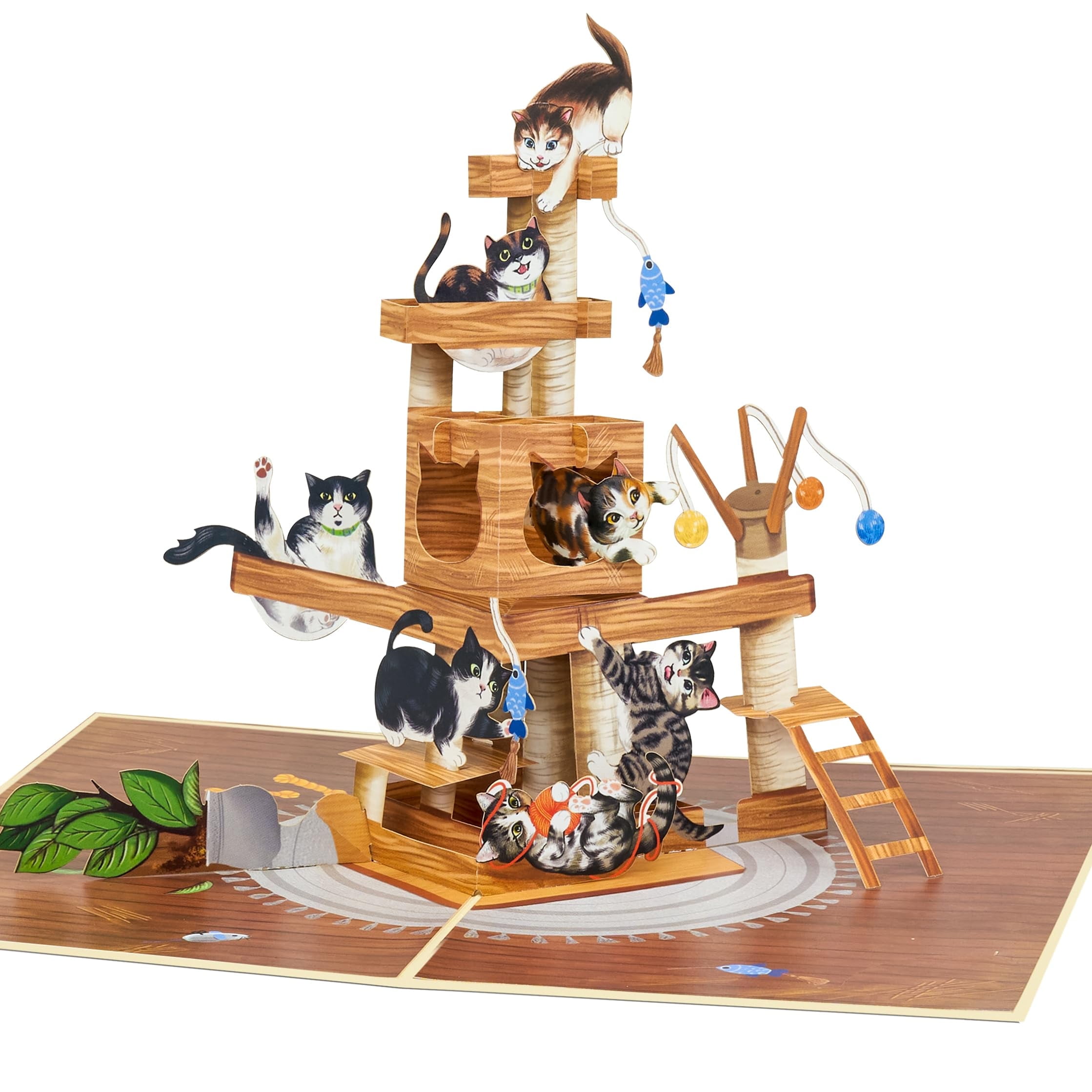 3D Pop Up Cat Tree Greeting Card, Funny Indoor Cat Scene with Climbing ...