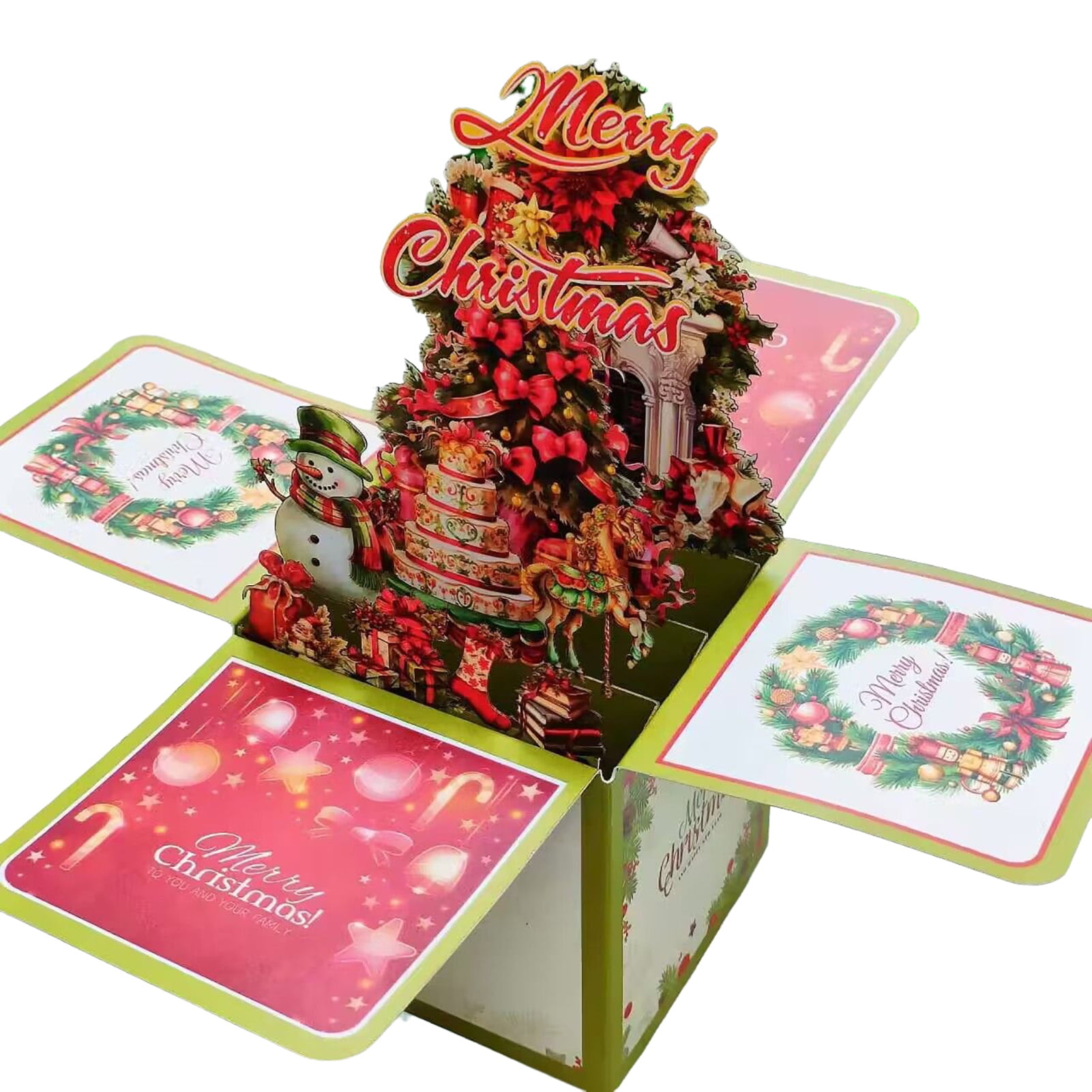 3D Pop Up Christmas Cards Handmade 3D Greeting Card Gift Box with ...