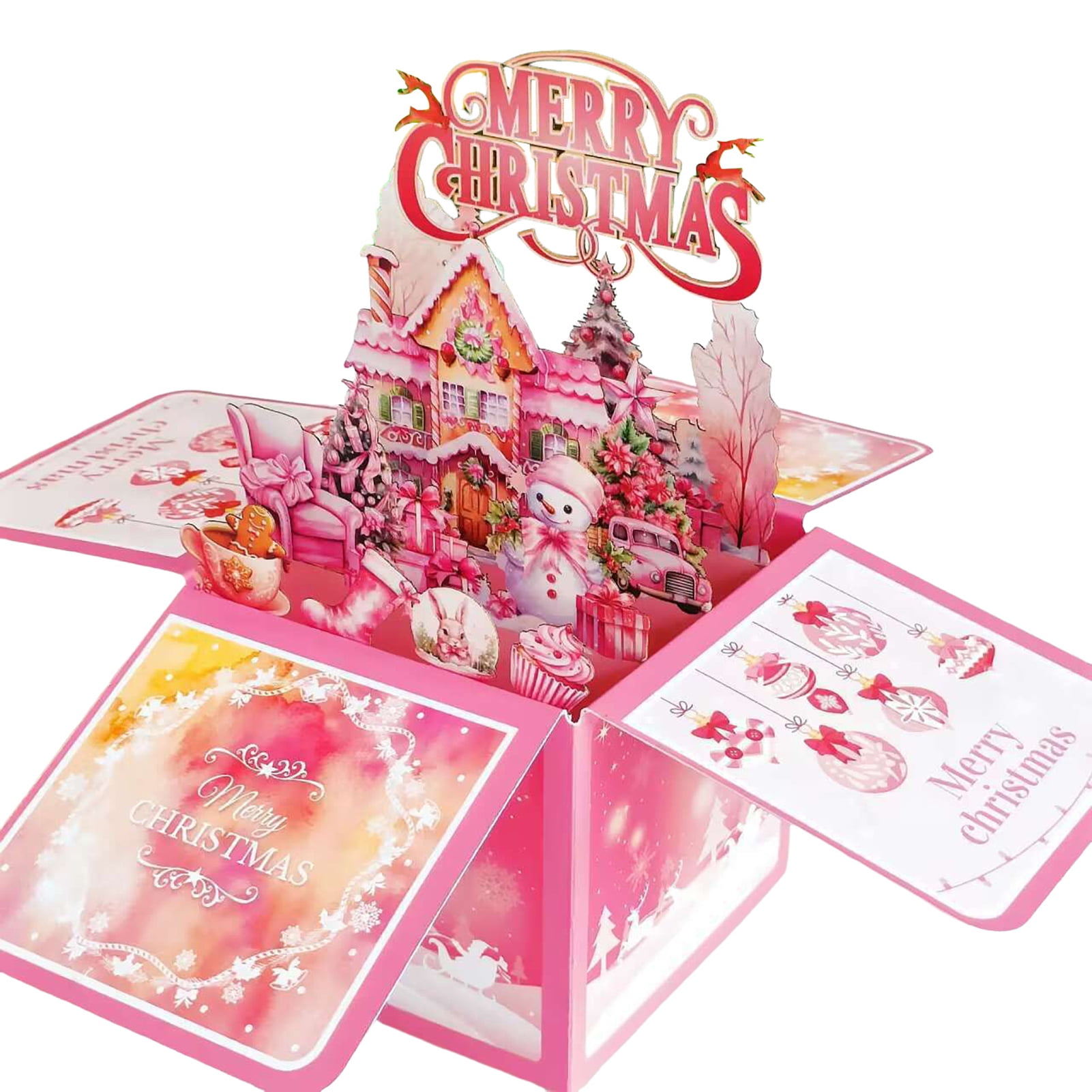 3D Pop Up Christmas Cards Handmade 3D Greeting Card Gift Box with ...