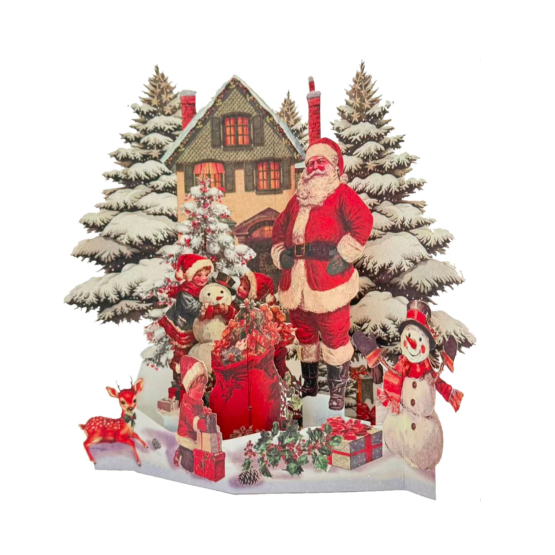 3D Pop-Up Christmas Tri-Fold Santa Surprise Box, Festive Holiday ...