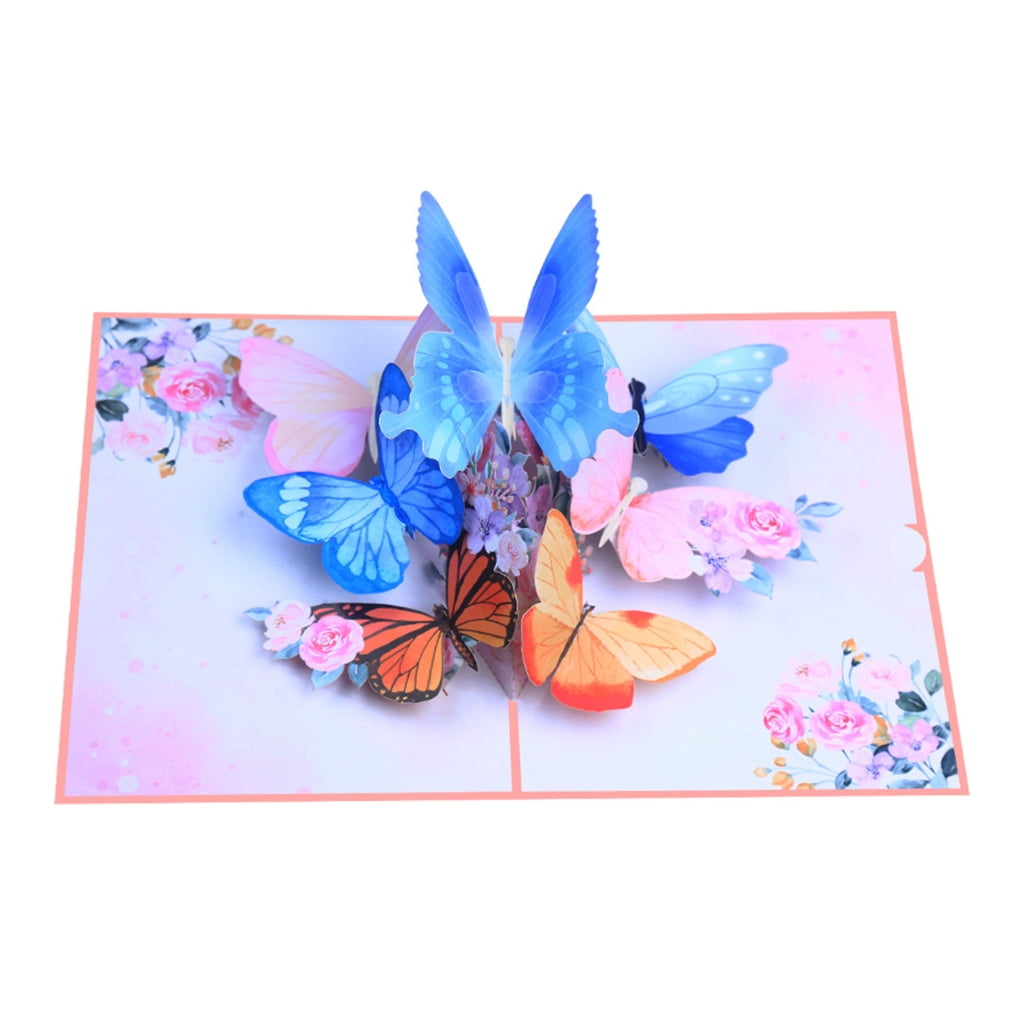 3D Pop Up Greeting Card Flying Butterfly Meassage Card Supplies for ...