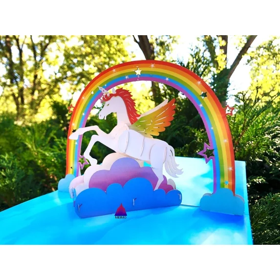 3D Pop Up Greeting Card Unicorn Handmade Birthday Thank You School ...