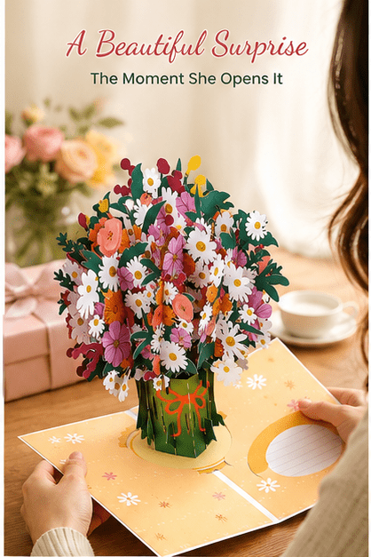3D Pop-Up Greeting Card with Removable Sakura Bouquet, Creative ...