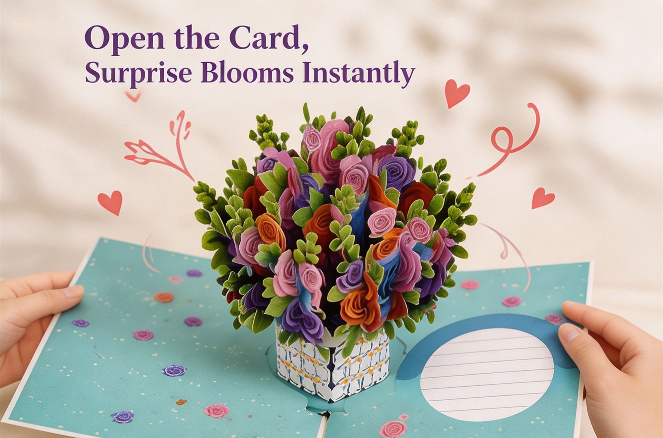 3D Pop-Up Greeting Card with Removable Sakura Bouquet, Creative ...