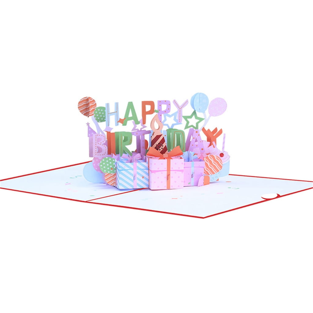3D Pop-Up Greeting Cards Warming LED Light Candle Music Birthday Card ...