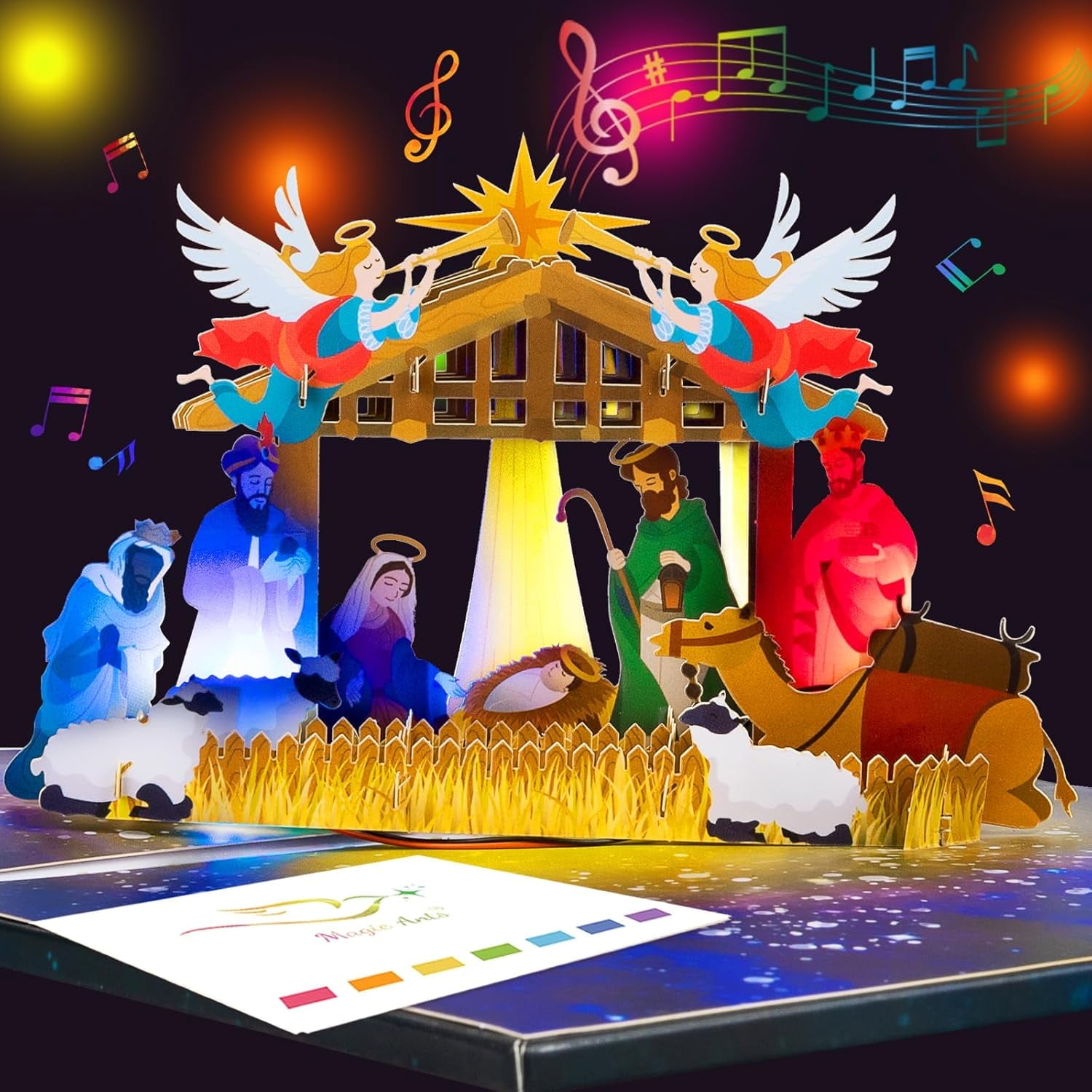 3D Pop-Up Nativity Scene Musical Christmas Card with LED Lights – Holy ...