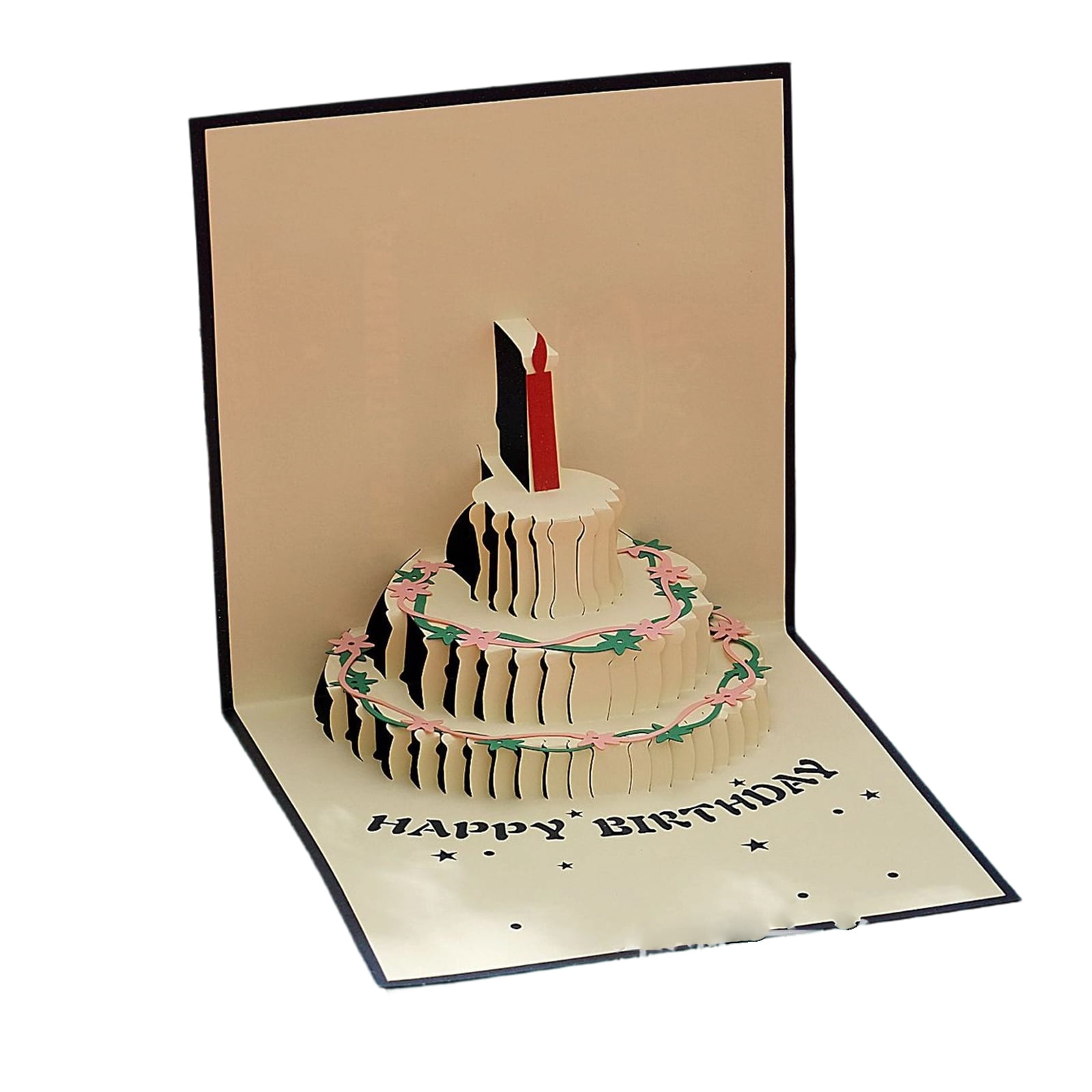 3D Popup Birthday Cake Greeting Card With Music And Lights Creative ...