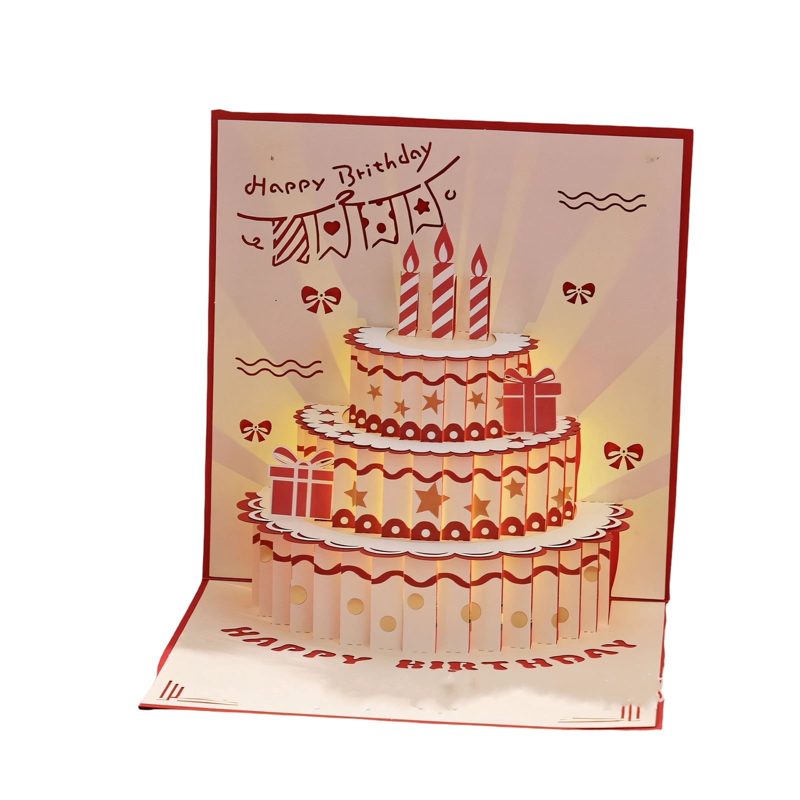 3D Popup Birthday Cake Greeting Card With Music And Lights Creative ...
