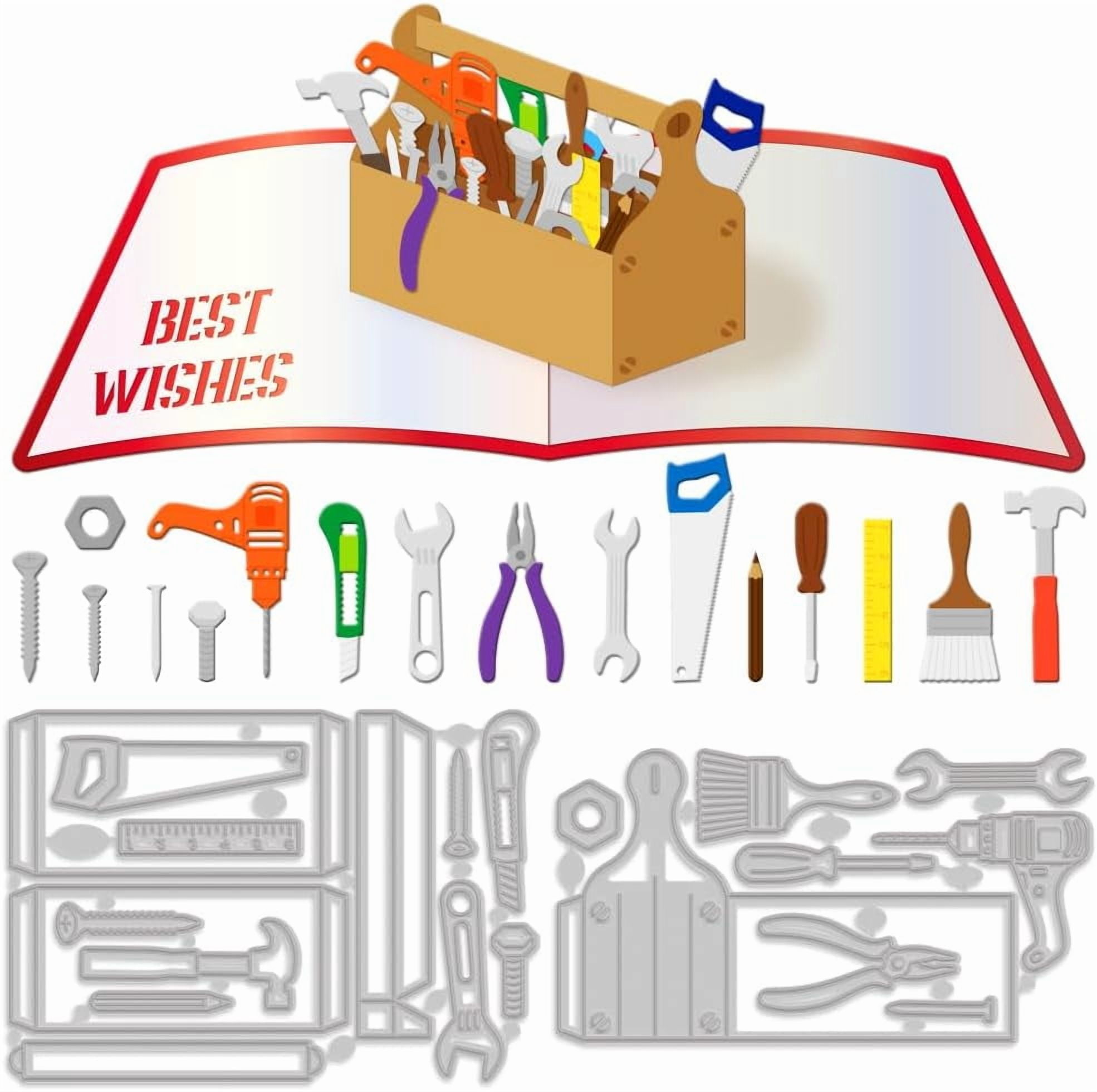 3D Popup Toolbox Cut Dies Tool Metal Paper Cutting Dies Stencils Screws ...