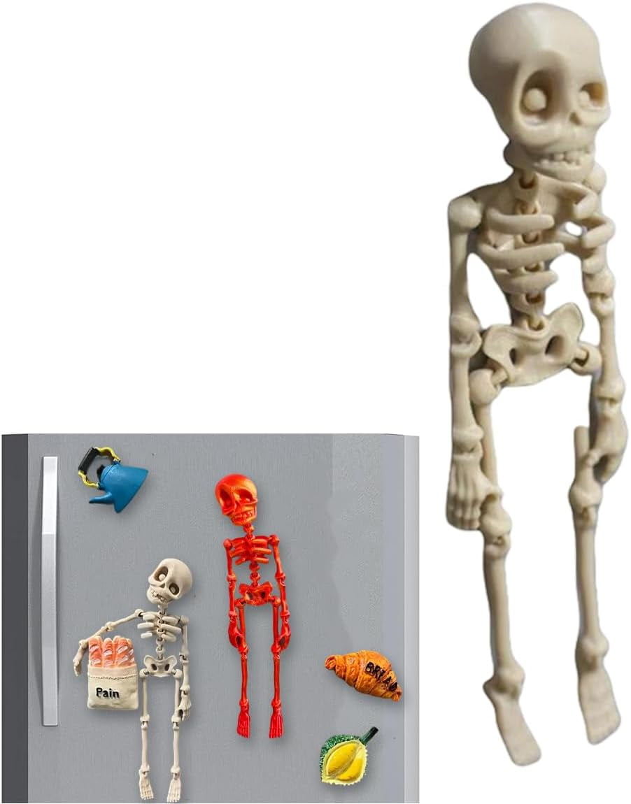3D Poseable Skeleton Fridge Magnet, 3D Printed Skull Fridge Magnets ...