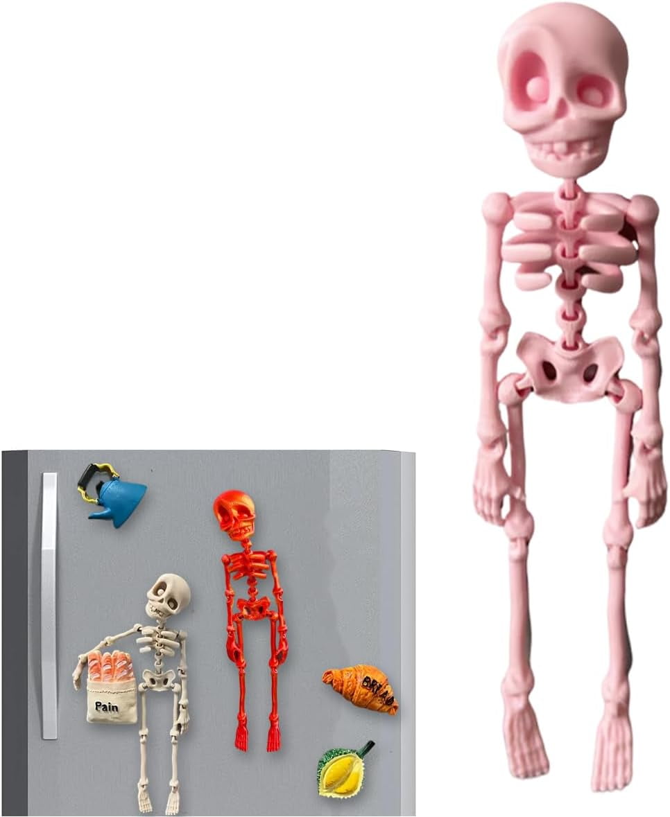 3D Poseable Skeleton Fridge Magnet, 3D Printed Skull Fridge Magnets ...