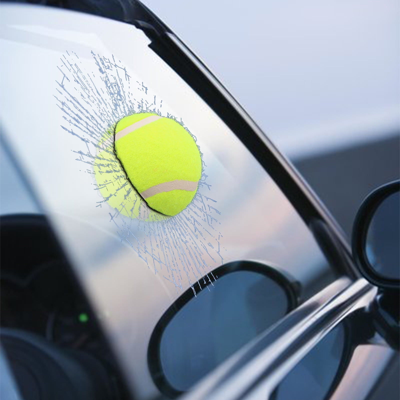 3D Prank Tricky Broken Glass Sticker Car Window Ball Hits Self Adhesive ...