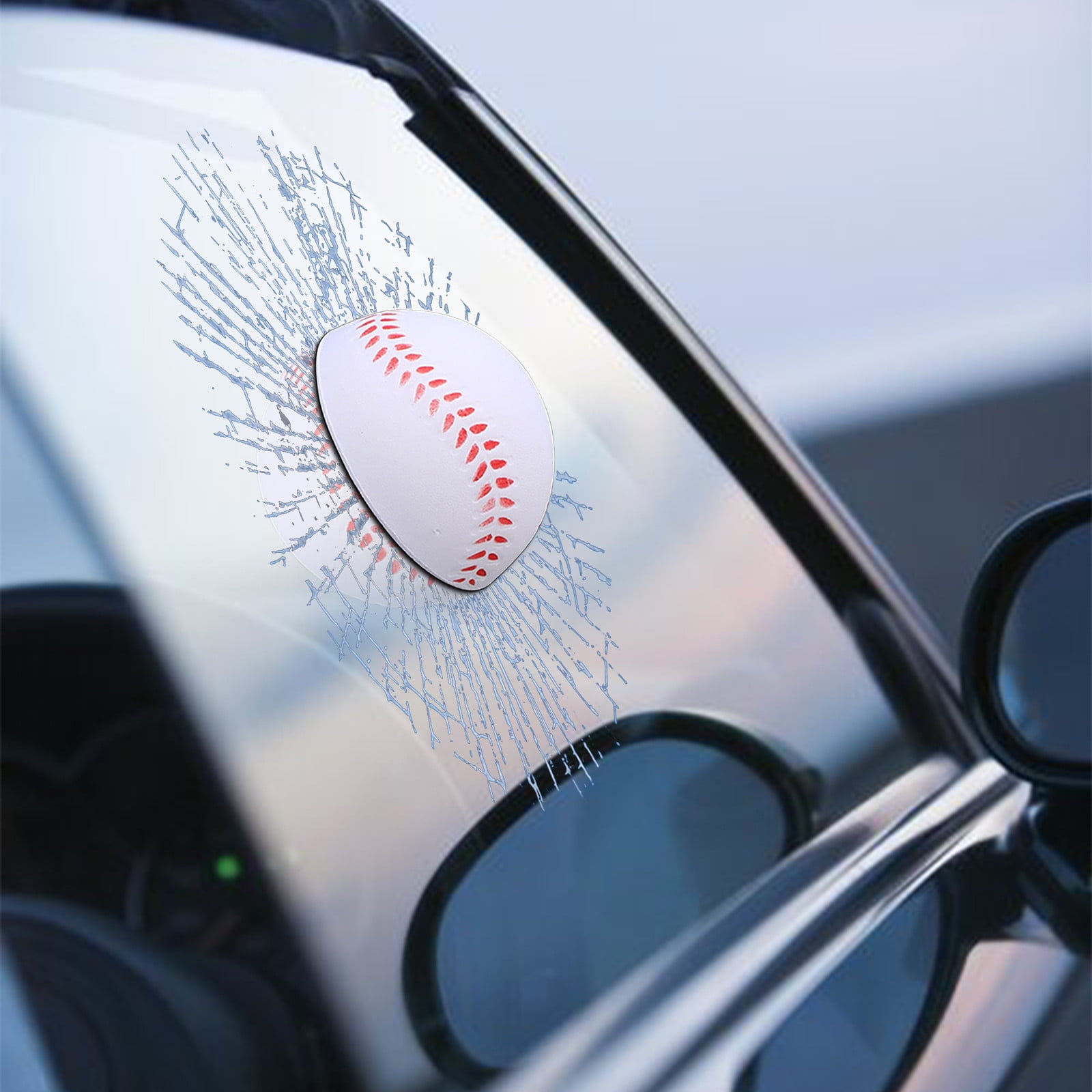 3D Prank Tricky Broken Glass Sticker Car Window Ball Hits Self Adhesive ...