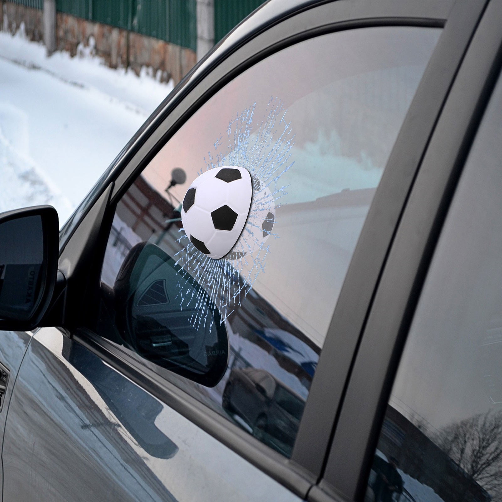 3D Prank Tricky Broken Glass Sticker Car Window Ball Hits Self Adhesive ...
