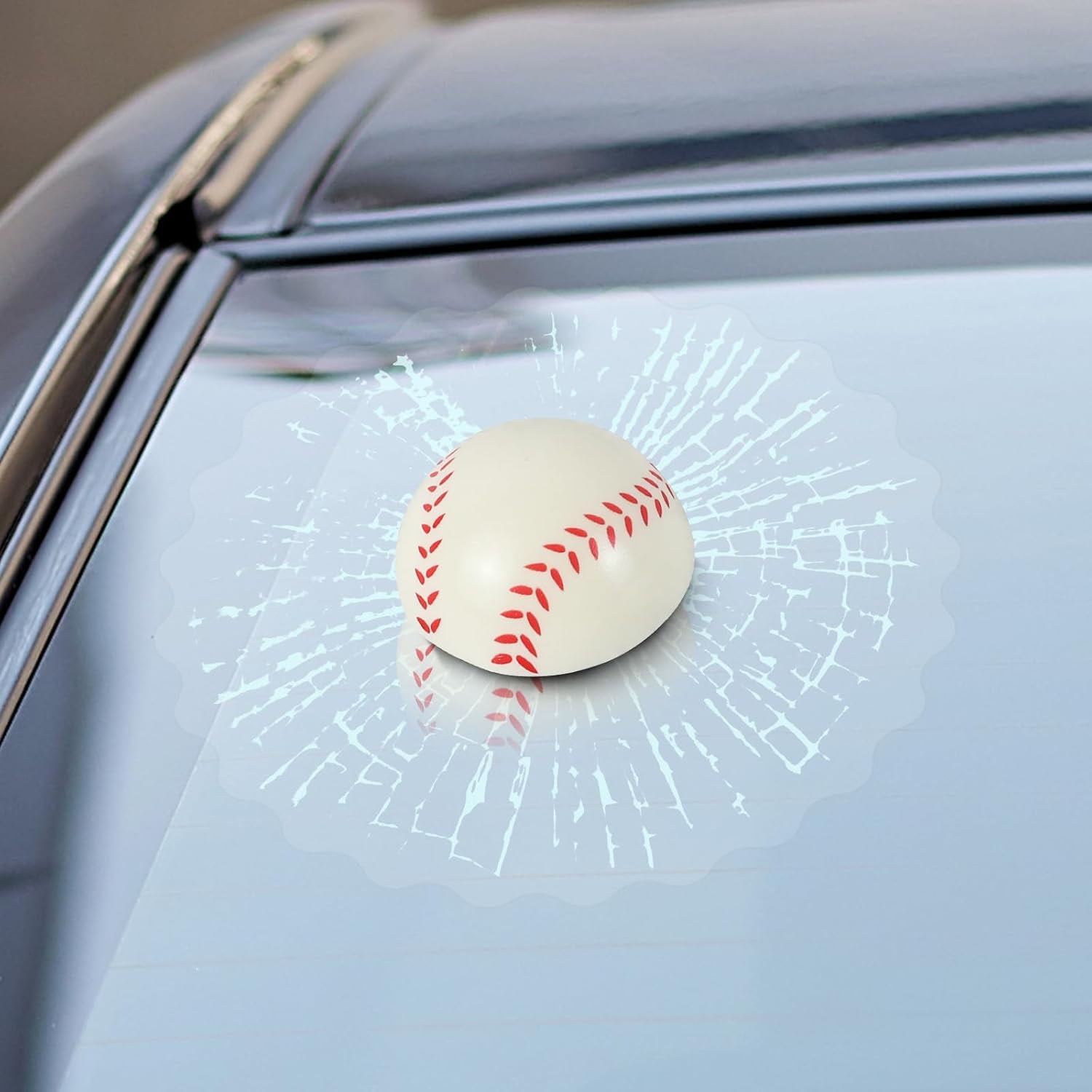 3D Prank Tricky Broken Glass Sticker, Funny Car Window Ball Hits ...